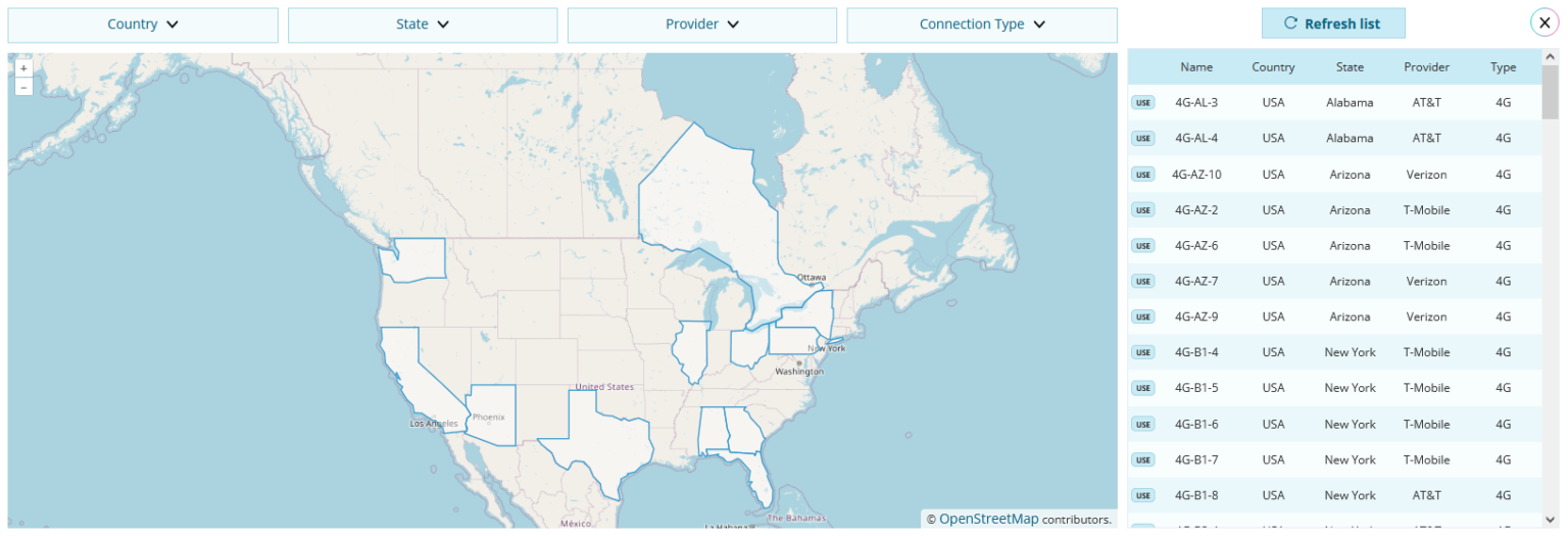 Proxy Panel – interactive map - DSL Rentals Store